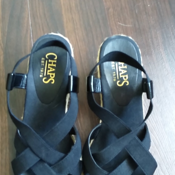 Chaps | Shoes | Chaps Black Wedge Sandals | Poshmark